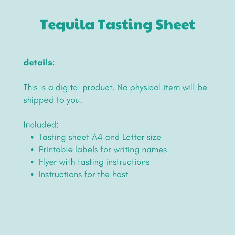 Tequila Tasting Bundle Tequila Tasting Sheet & Tasting Instructions How ...