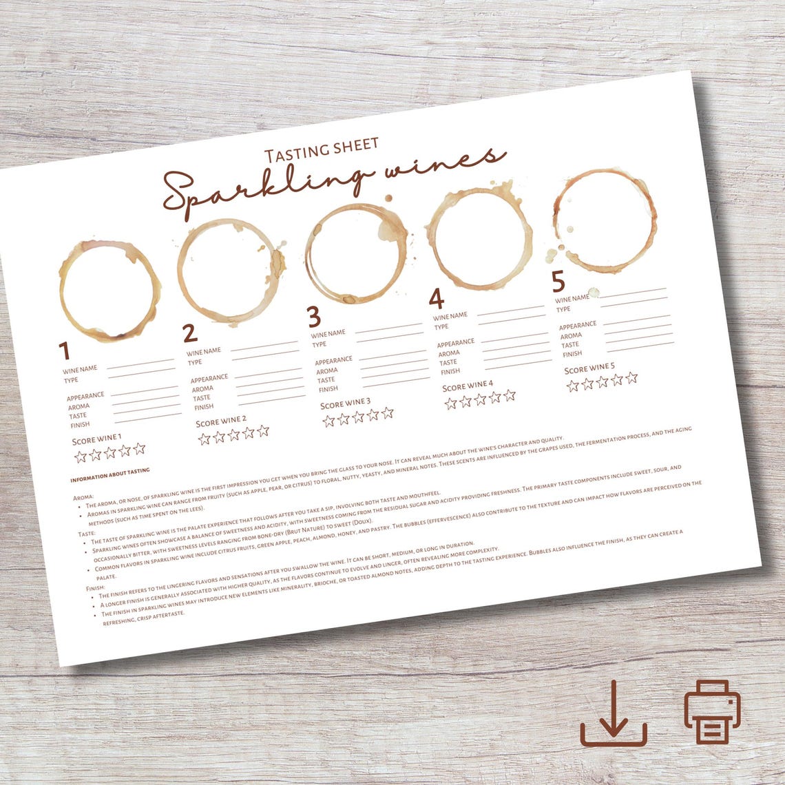 Sparkling Wine Tasting Bundle | Wine Tasting Sheet & Tasting ...