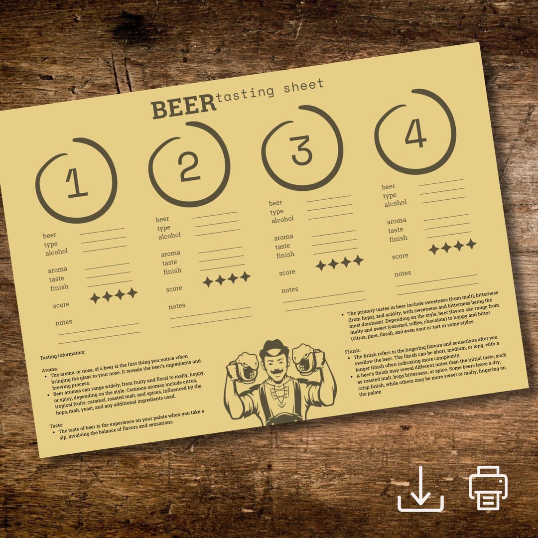 Beer Scorecard | Beer Tasting Sheet | Beer Tasting Party | Beer Tasting ...