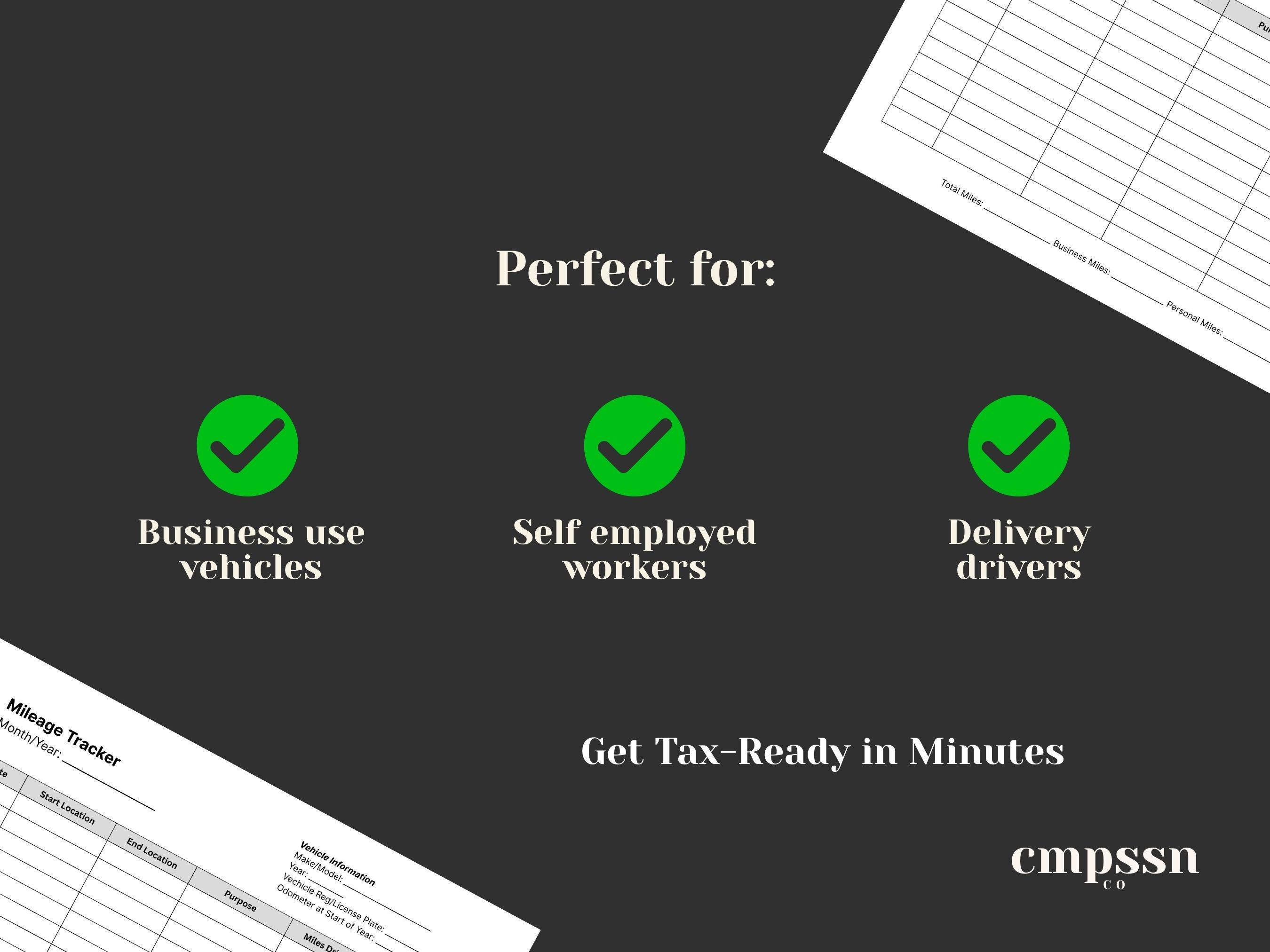 Mileage Tracker Printable | Vehicle Mileage Log for Taxes | IRS Mileage ...
