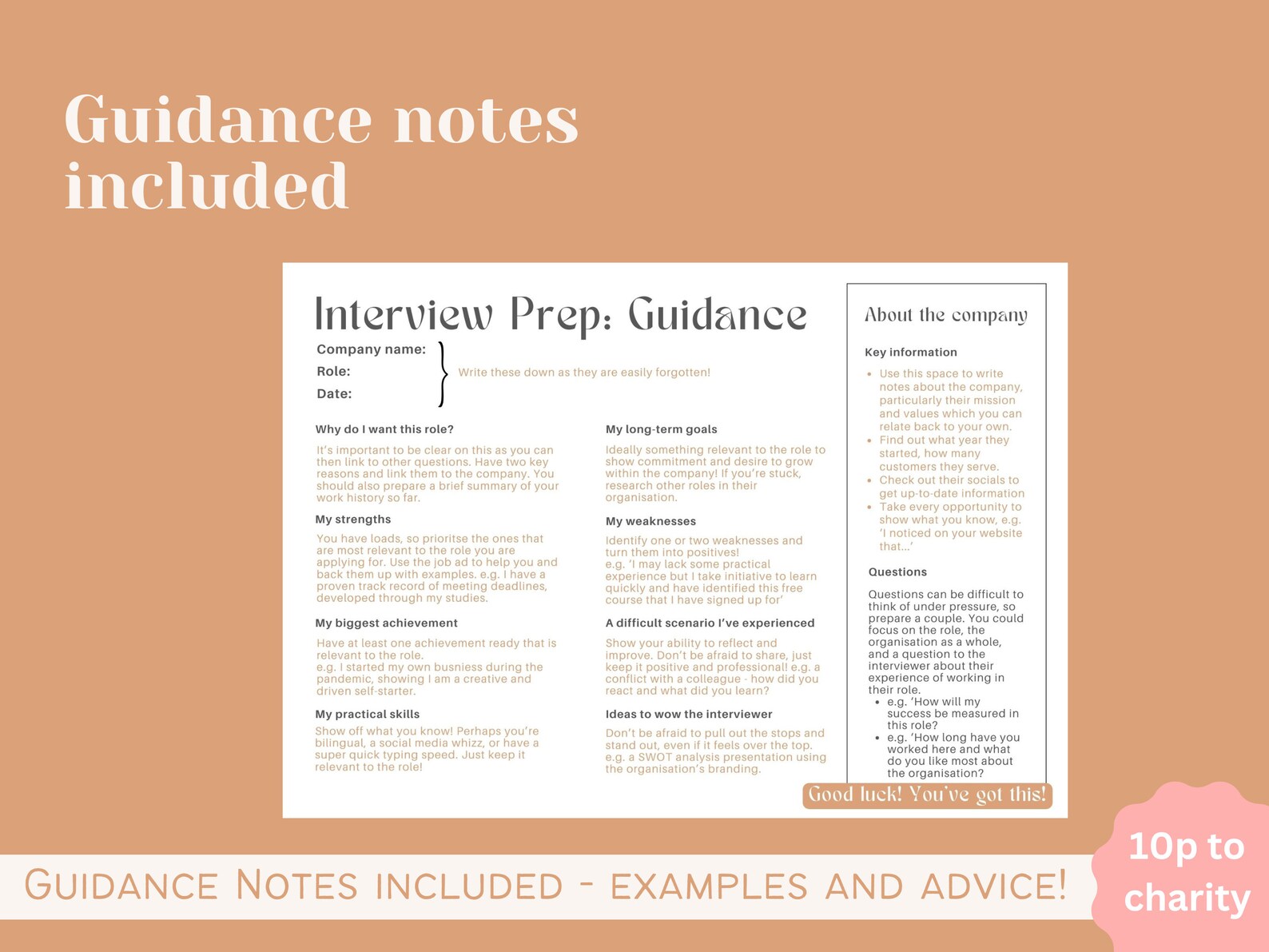 Interview Prep Worksheet Printable A4 Job Interview Planner, Interview ...