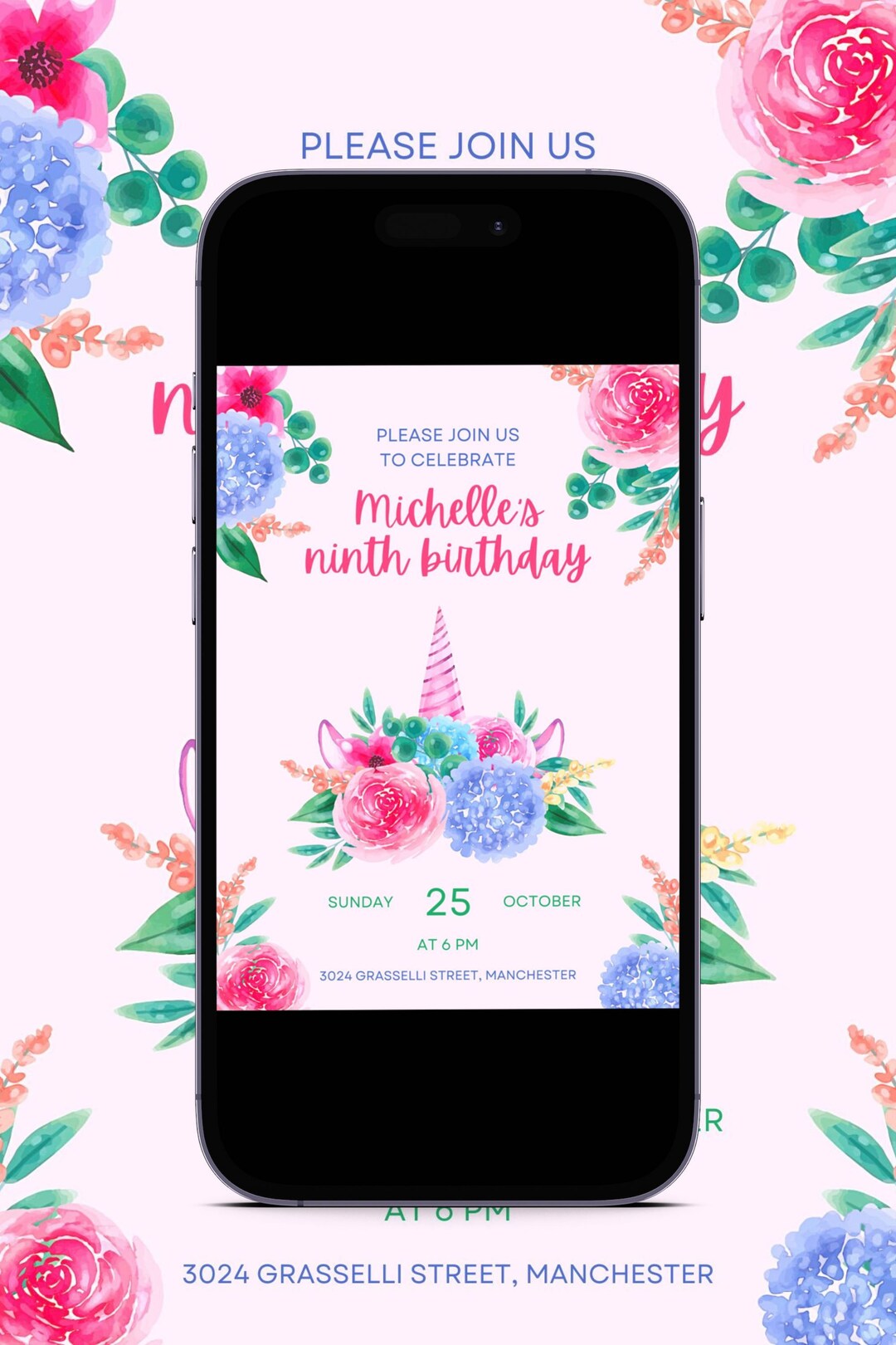 Customizable Digital Birthday Invitation Little Girl's - Etsy