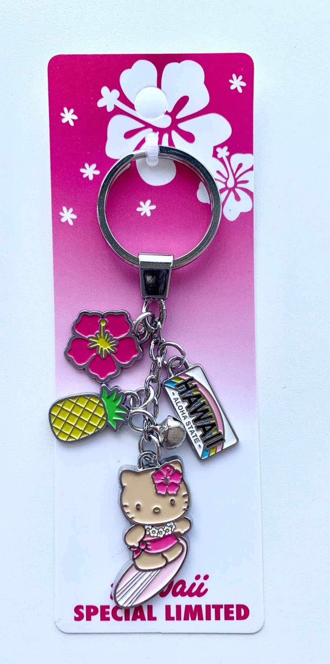 New - HAWAII Special Edition Hello Kitty Charm Keyring - Hula Surf - Etsy