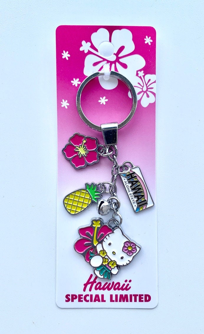 New - HAWAII Special Edition Hello Kitty Charm Keyring - Hula Hibiscus ...