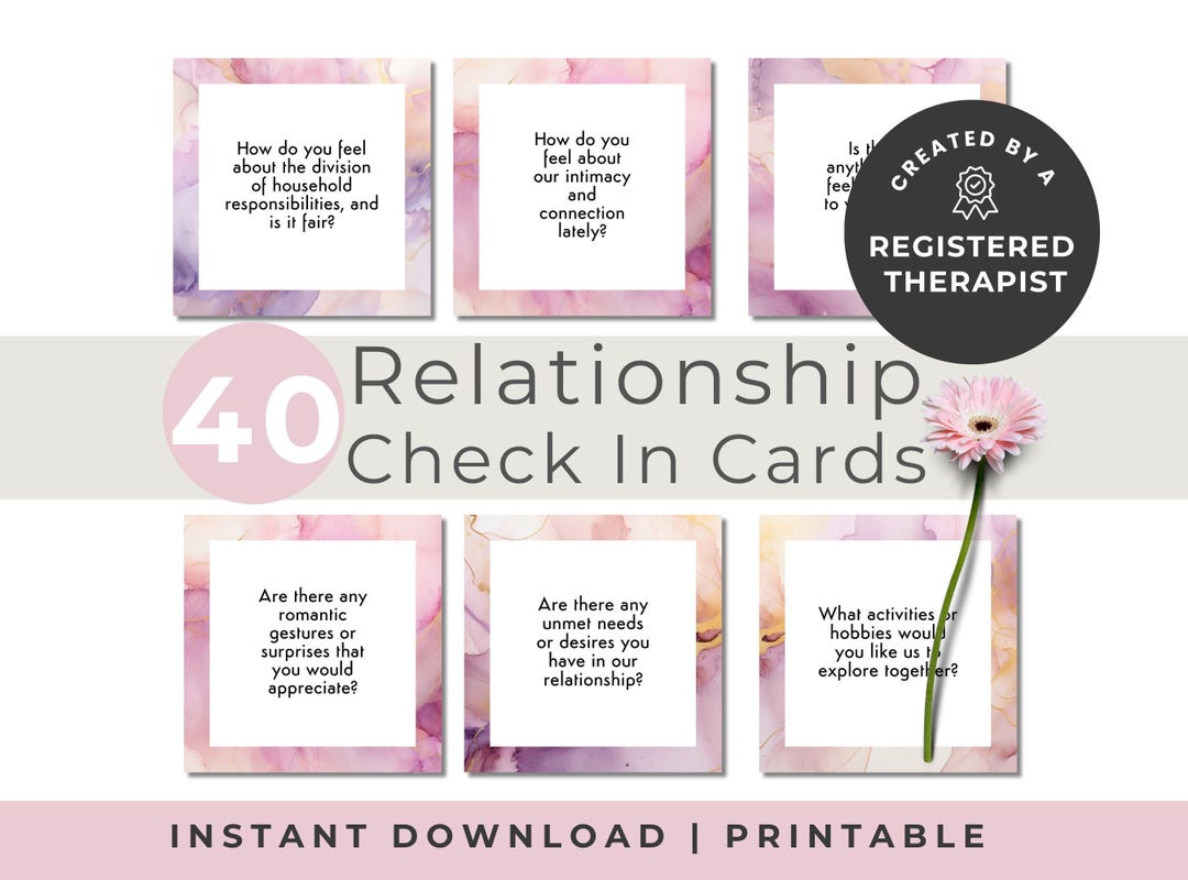 Relationship Check in Cards, Pink Questions for Couples Journal ...