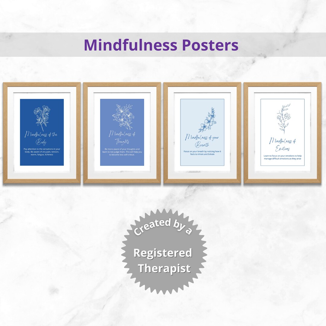Mindfulness Wall Art Grounding Technique Poster Set of 4 - Etsy