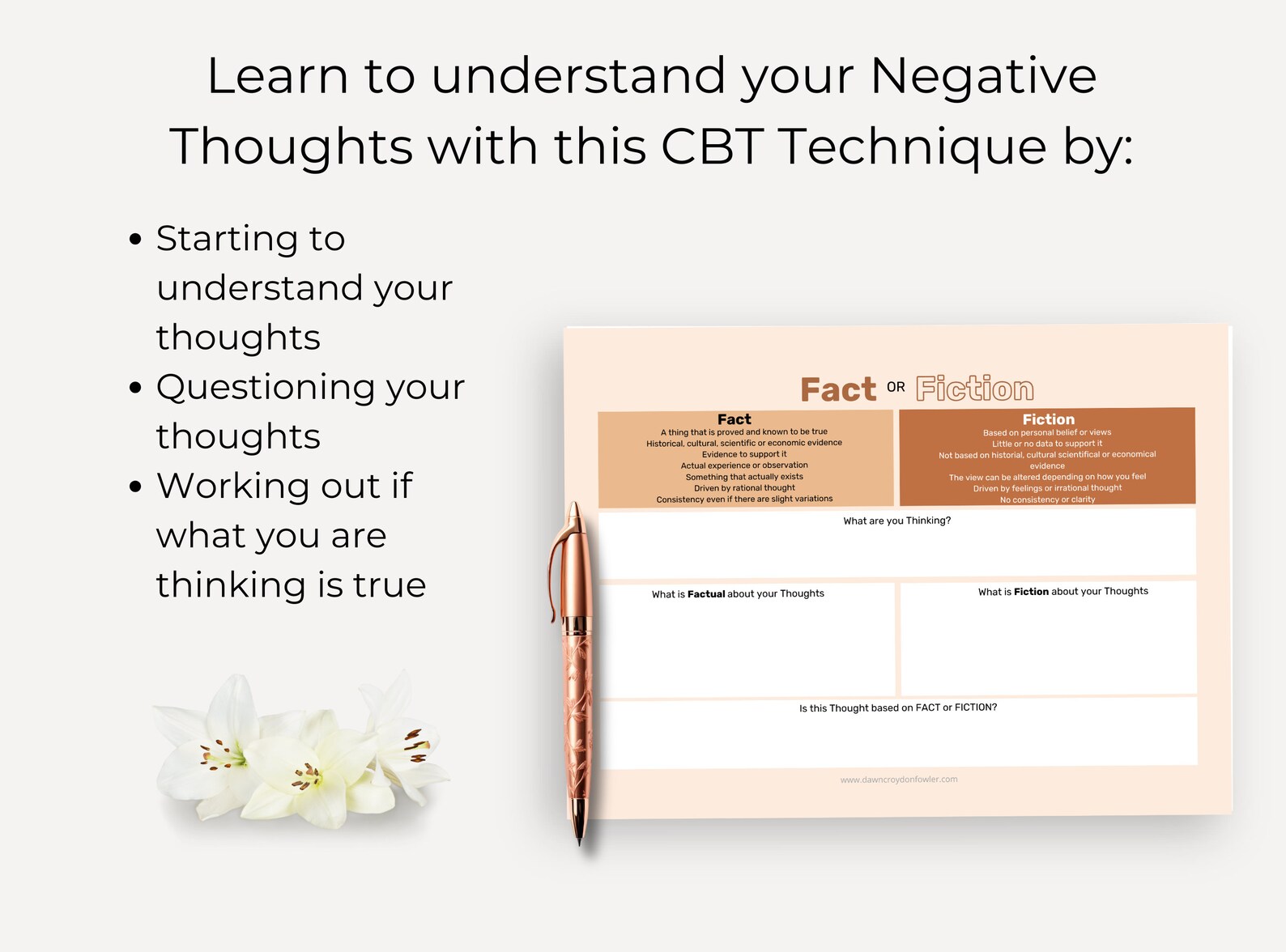Cognitive Behavioral Therapy Worksheet, Fact or Fiction PDF, Change ...