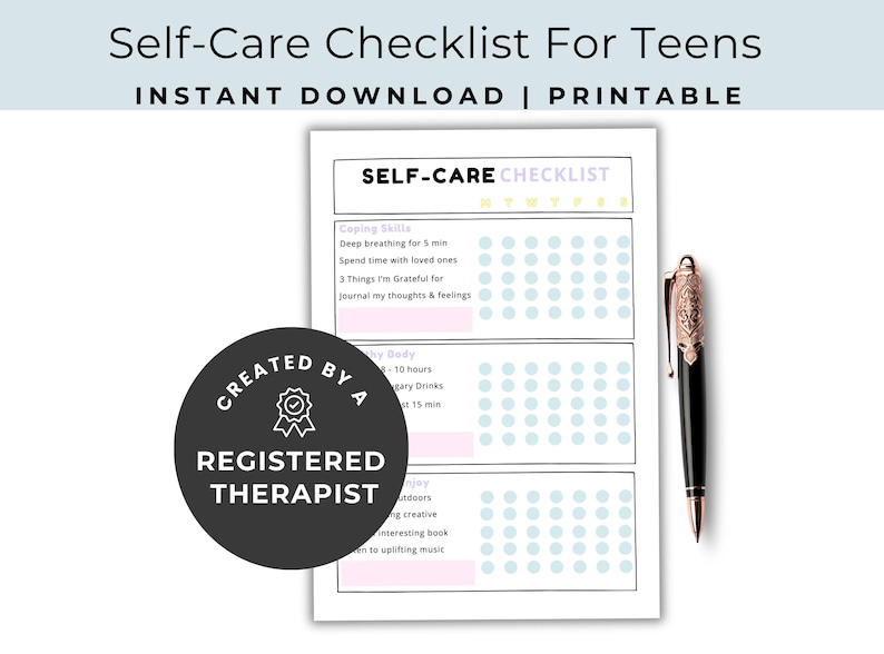 Teen Self-care Checklist, Pastel Habit Tracker Worksheet (digital ...