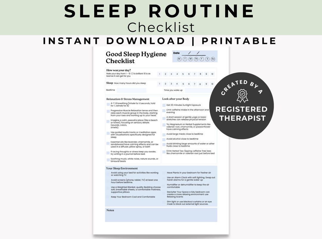 Sleep Worksheet for Adults, Improve Sleep Checklist, Sleep Improvement ...