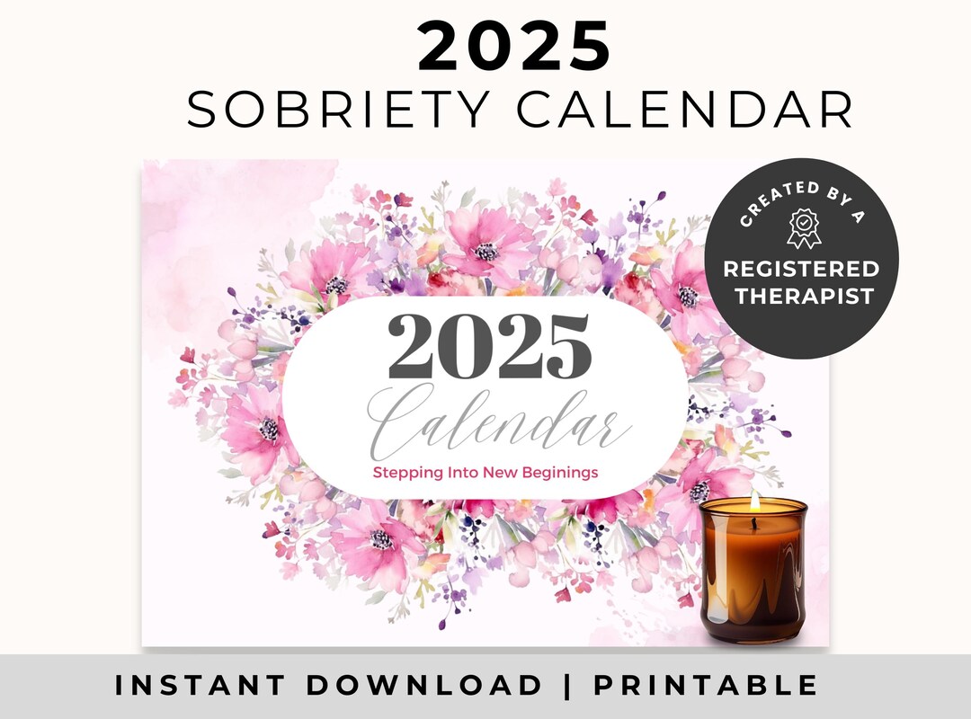 Alcoholics Anonymous Calendar With Sobriety Affirmations, Pink Floral ...