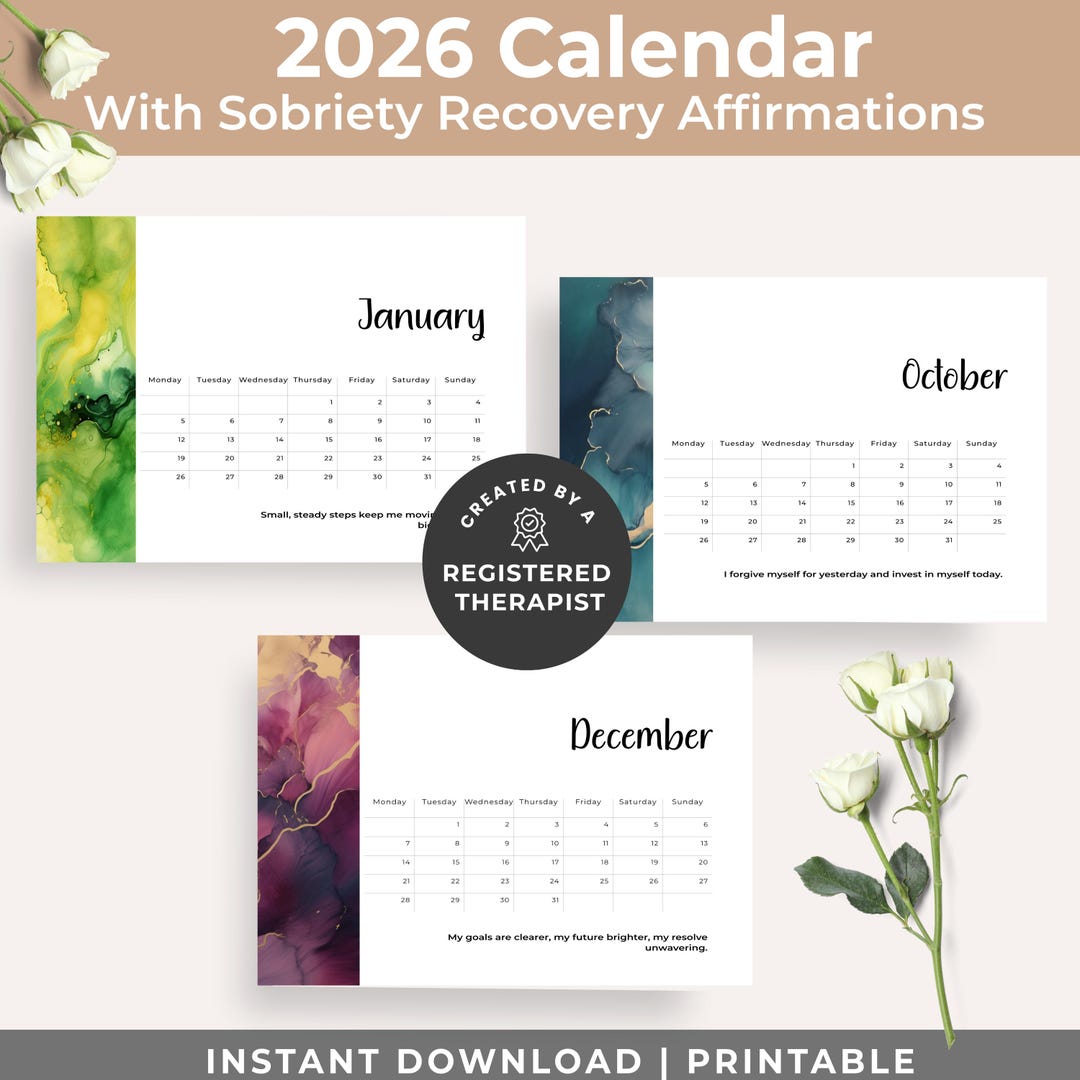 Sobriety Planner, 2026 Printable Calendar With Recovery Affirmations ...