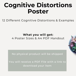 Cognitive Distortions Poster, Pink Therapy Room Decor, CBT Self Help ...