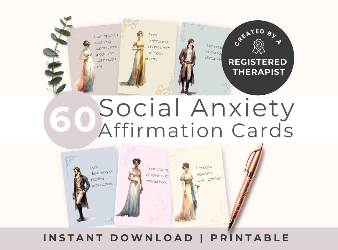 Social Anxiety Affirmation Cards, Empowering Statements Shyness ...
