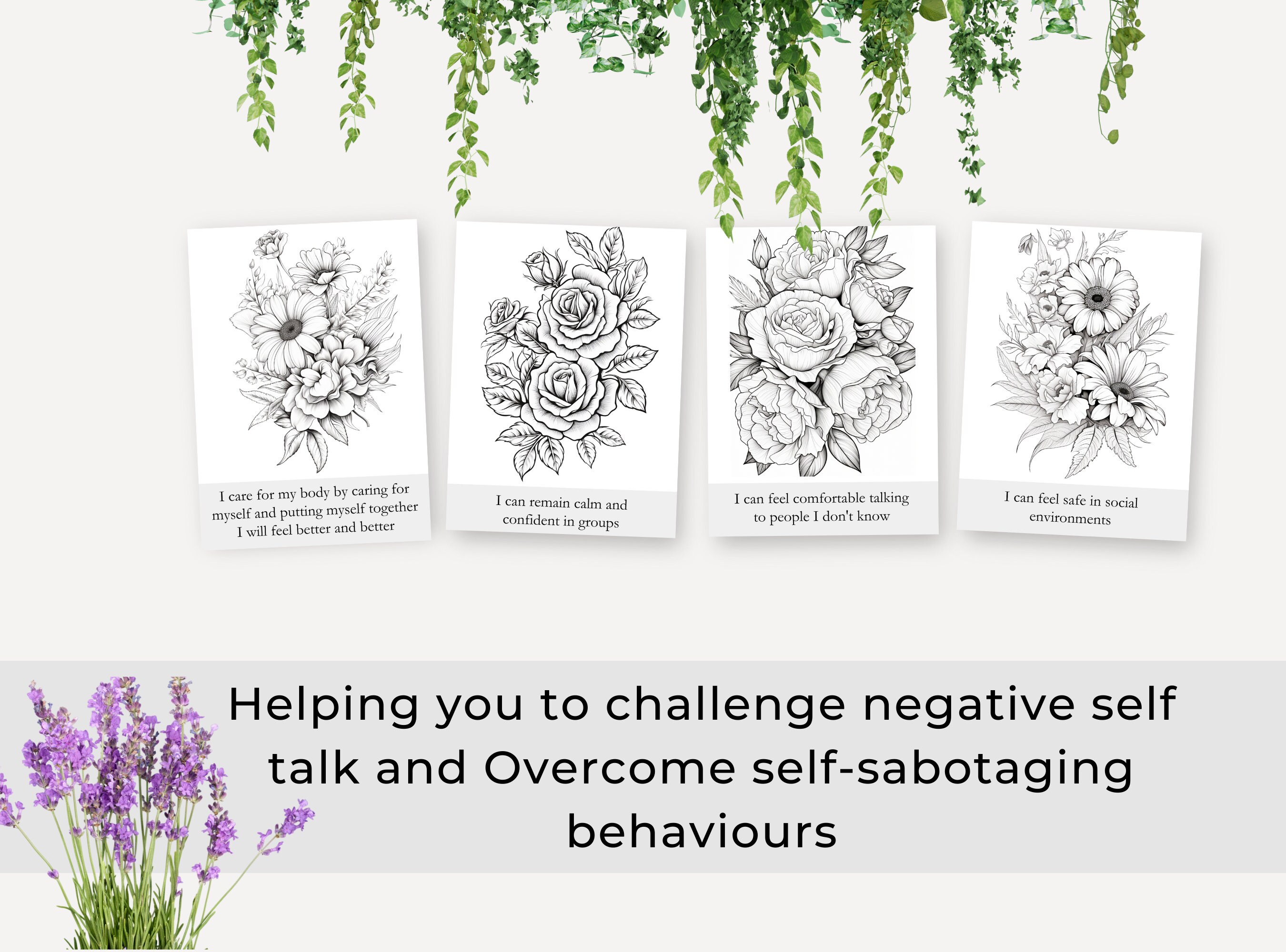Printable Coloring Affirmation Cards. Floral Colouring Bookmarks ...