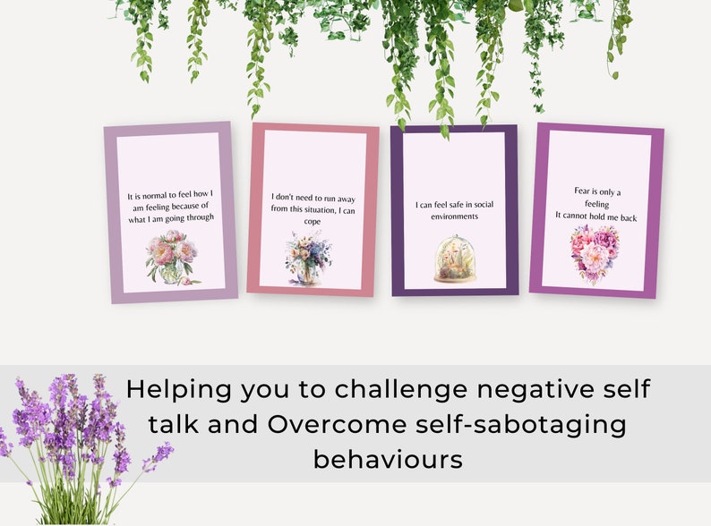 Anxiety Relief Coping Cards, Pink Floral Flashcards for Anxiety, Coping ...