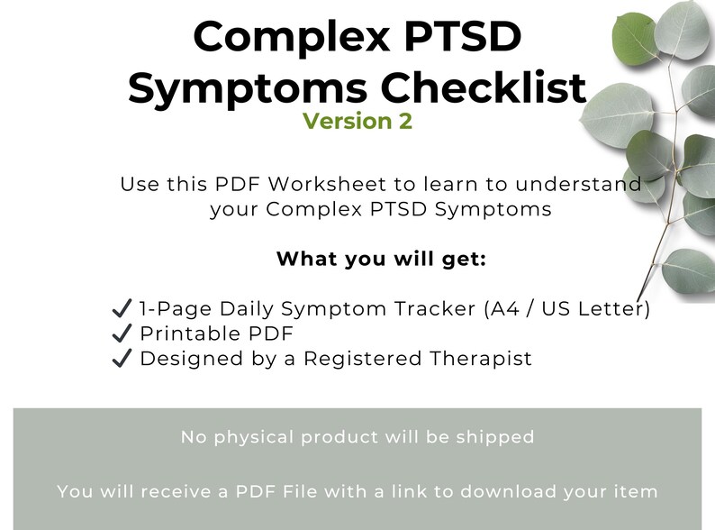 Complex PTSD Resource, Printable Trauma Recovery for Adults, PDF ...