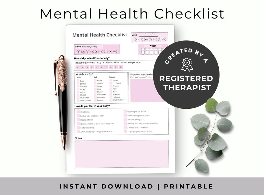 Mental Health Checklist for Teens, Printable Mental Health Tracker, PDF ...