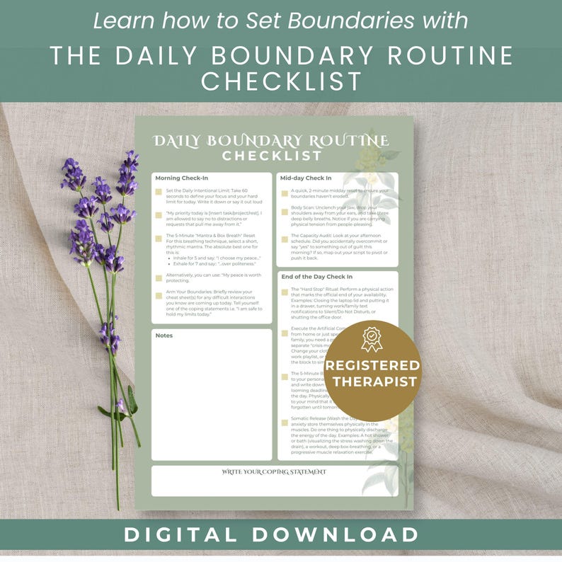 Daily Boundary Routine Checklist, Productivity, and Organization for ...