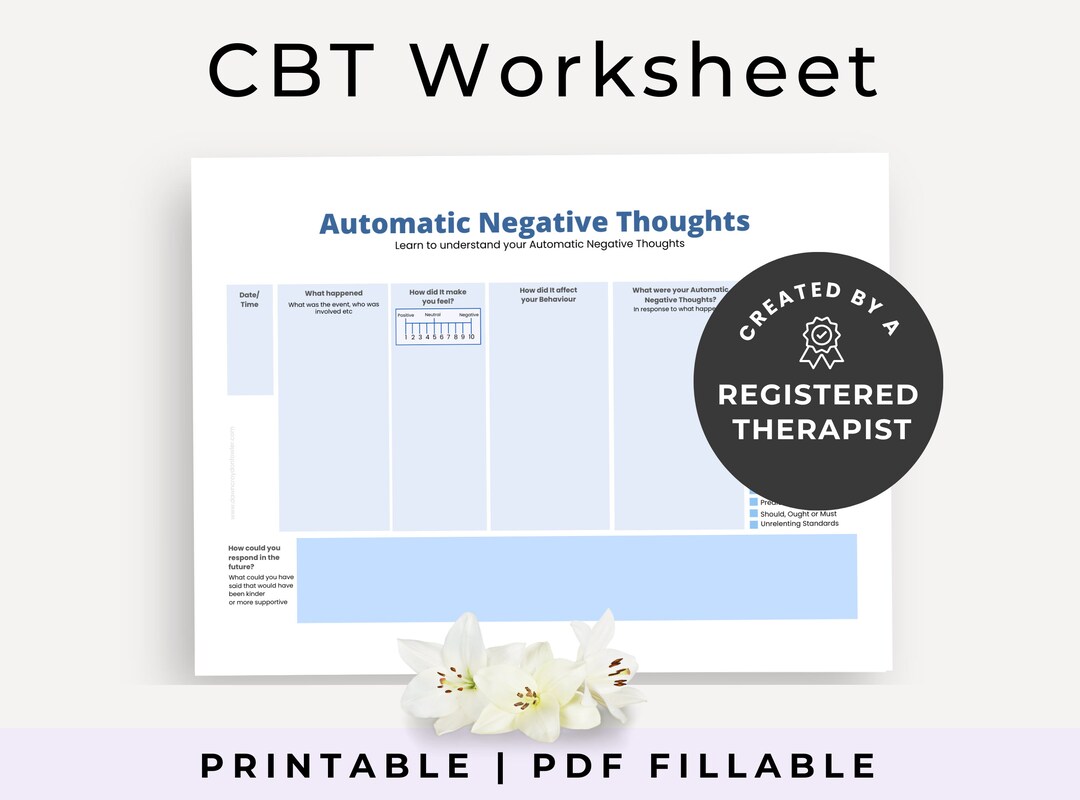 Cognitive Behaviour Worksheets, Automatic Negative Thoughts Technique ...