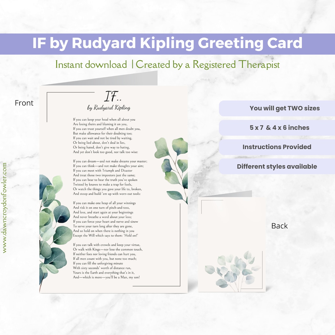 If Poem by Rudyard Kipling Digital Greeting Card Downloads - Etsy
