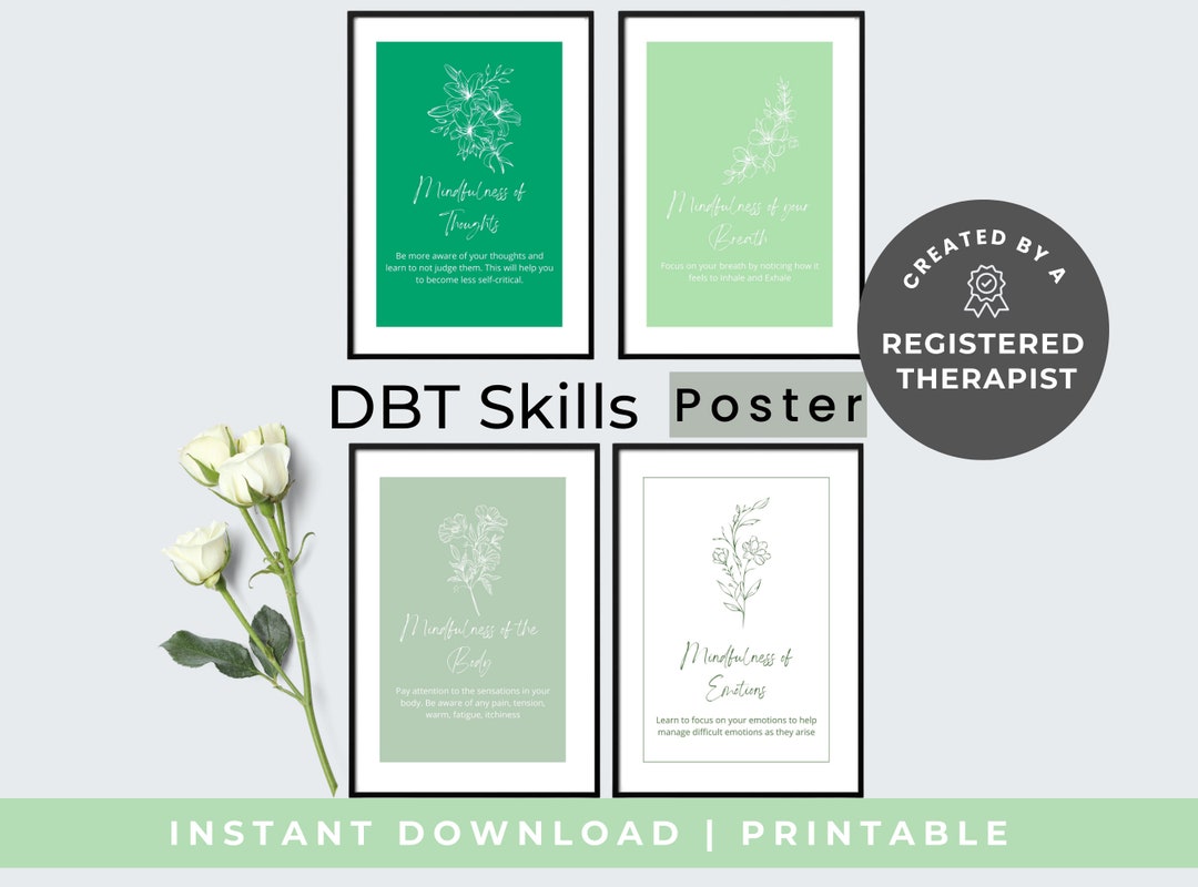 Dbt Skills Poster, Green Mind Body Soul Printable, Grounding Technique ...
