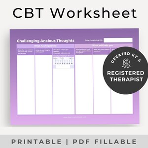 Cognitive Behavioural Therapy Tools, Challenging Negative Thoughts ...