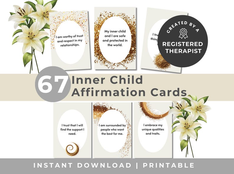 Inner Child Affirmation Cards, Trauma Therapy Affirmations, Self-talk ...