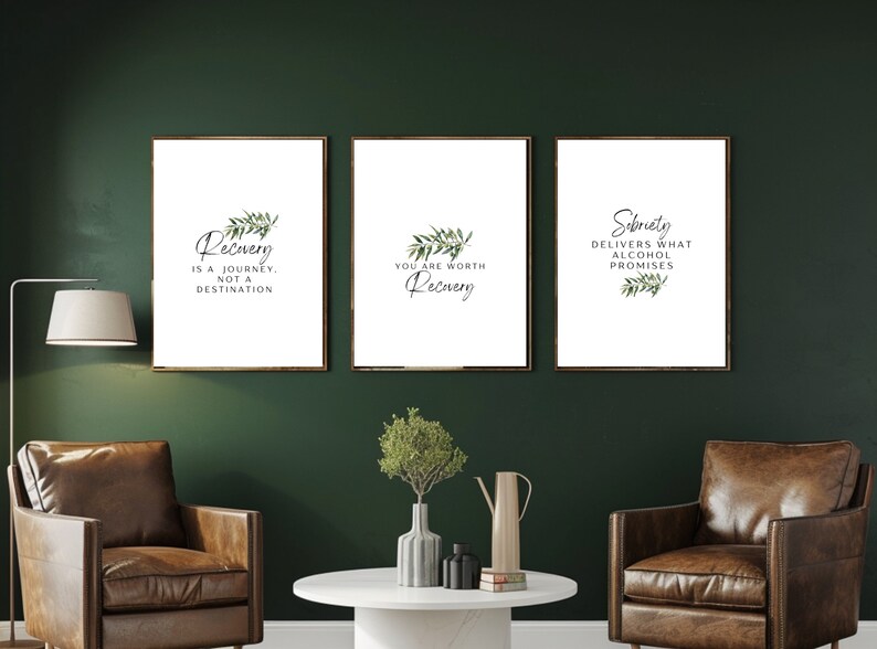 AA Recovery Poster, Alcoholics Anonymous Quotes, Botanical Trio Poster ...