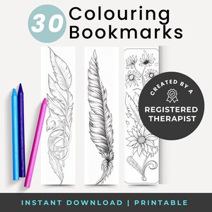 Floral Bookmarks to Color, Feathers & Flowers Colouring, Grounding ...
