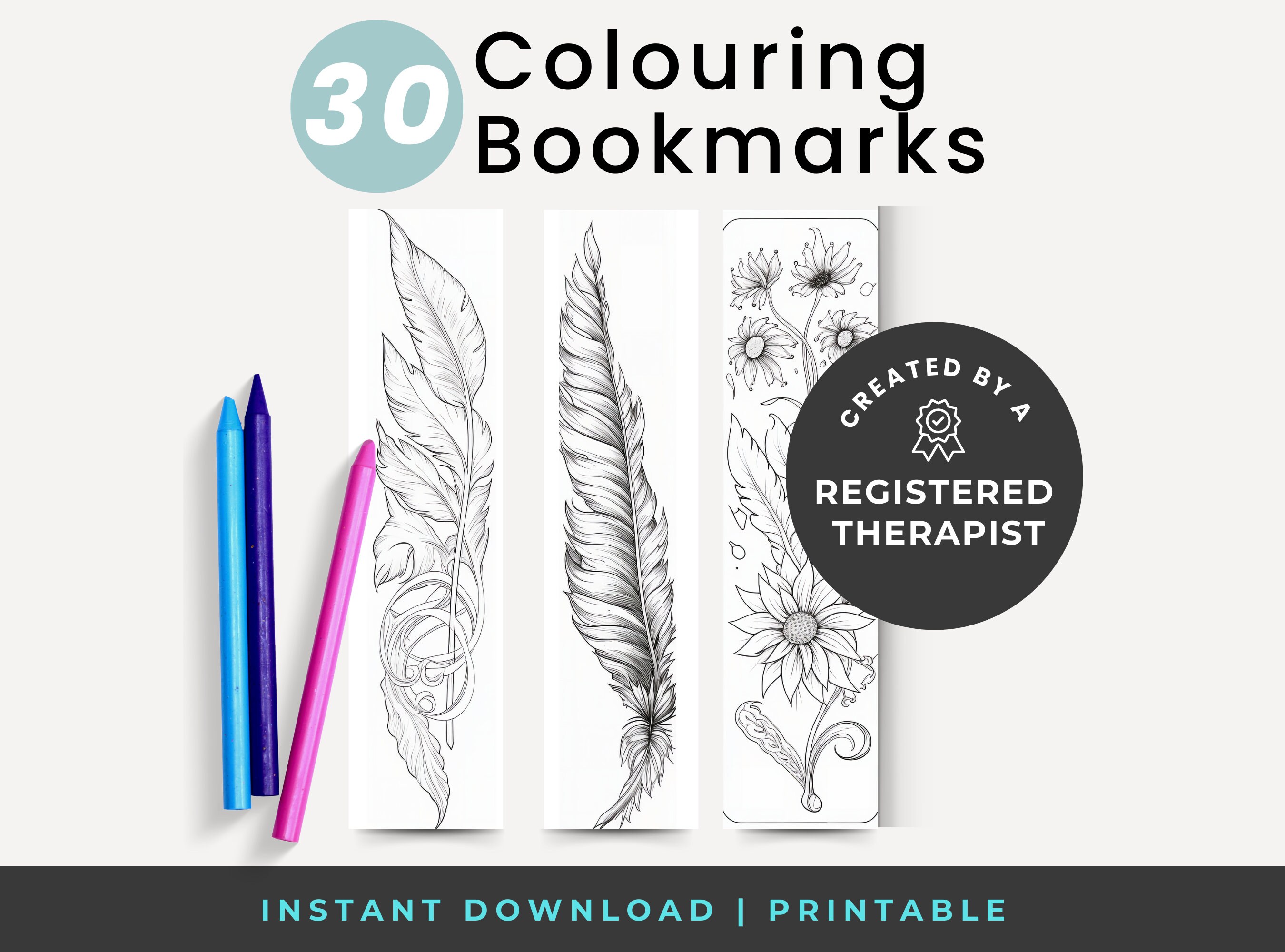Floral Bookmarks to Color, Feathers & Flowers Colouring, Grounding ...