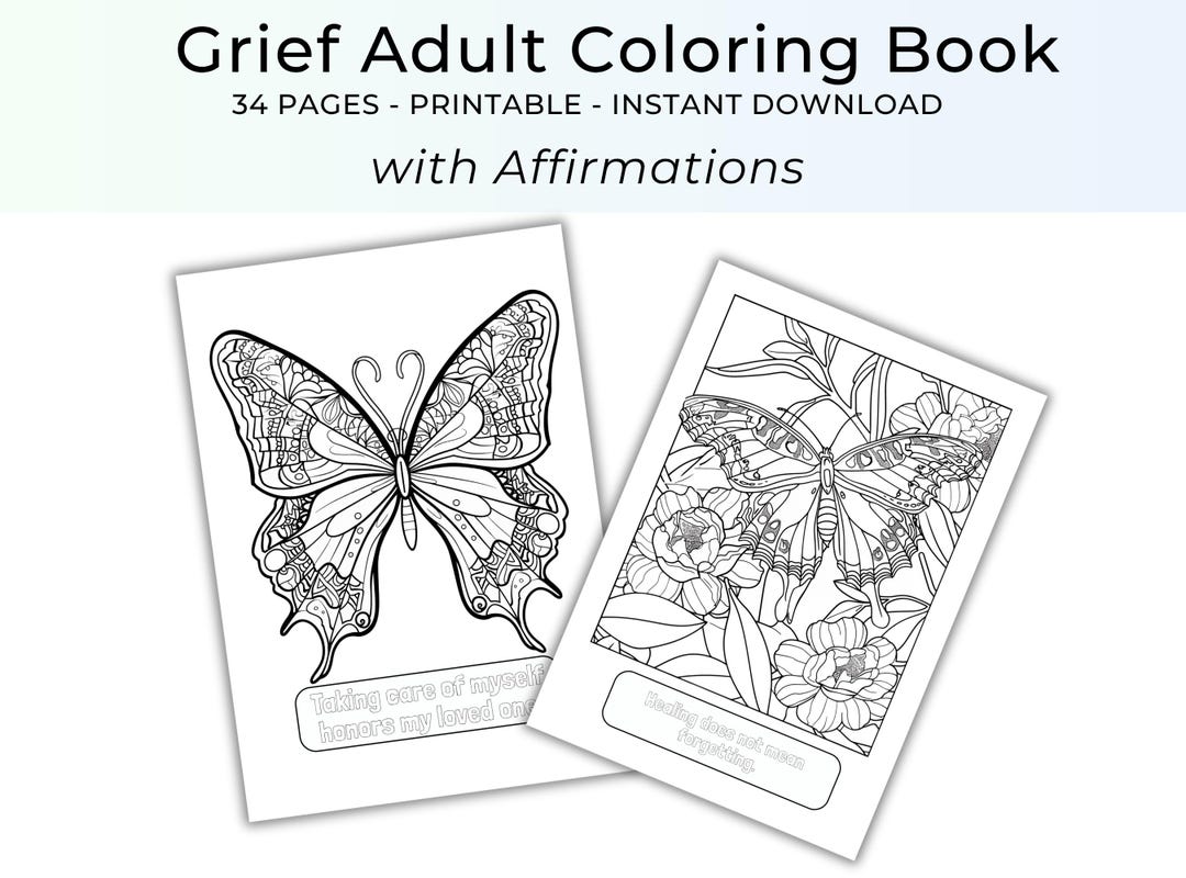 Butterfly Grief Coloring Pages for Adults, Loss & Bereavement ...