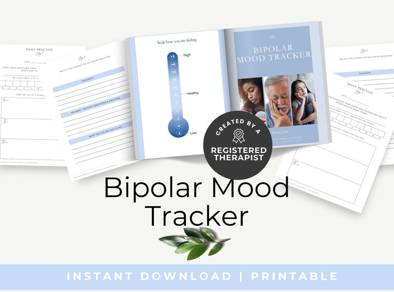 Bipolar Mood Tracker Printable Pdf, Mental Health Journal PDF, Manic ...