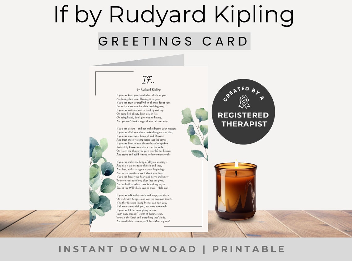 If Poem by Rudyard Kipling, Digital Greeting Card Downloads, Mental ...