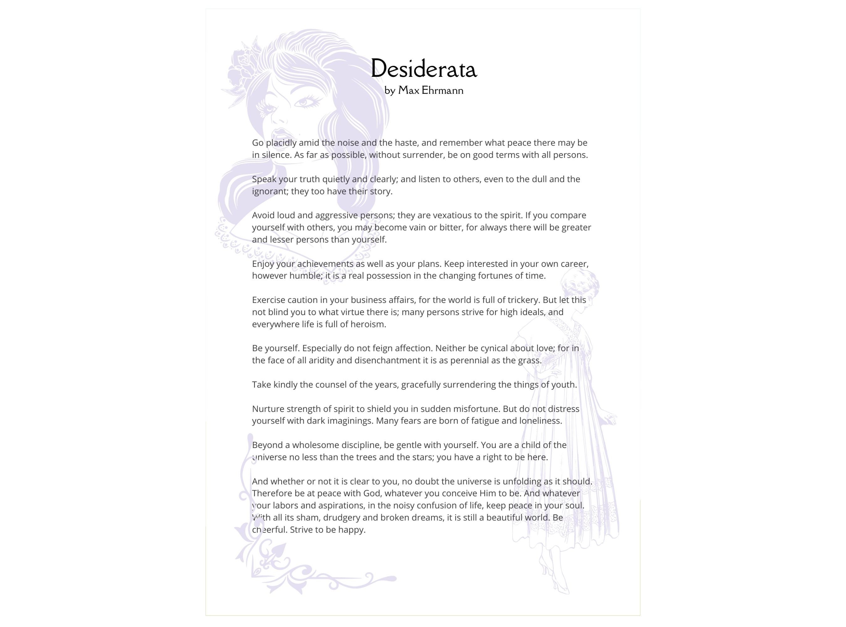 Desiderata Poster PDF, Max Ehrmann Therapy Room Decor, Poem Print for ...