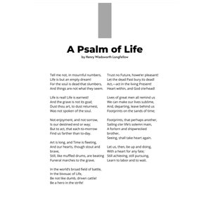 A Psalm of Life Poem Printable, Henry Wadsworth Longfellow, Minimalist ...