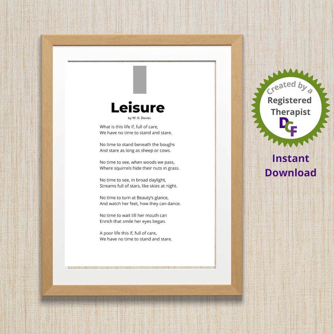 Leisure Poem William Henry Davies Leisure Poem Poster - Etsy UK