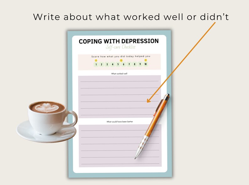 Self-care Checklist for Depression, Low Mood Coping Skills Worksheet ...