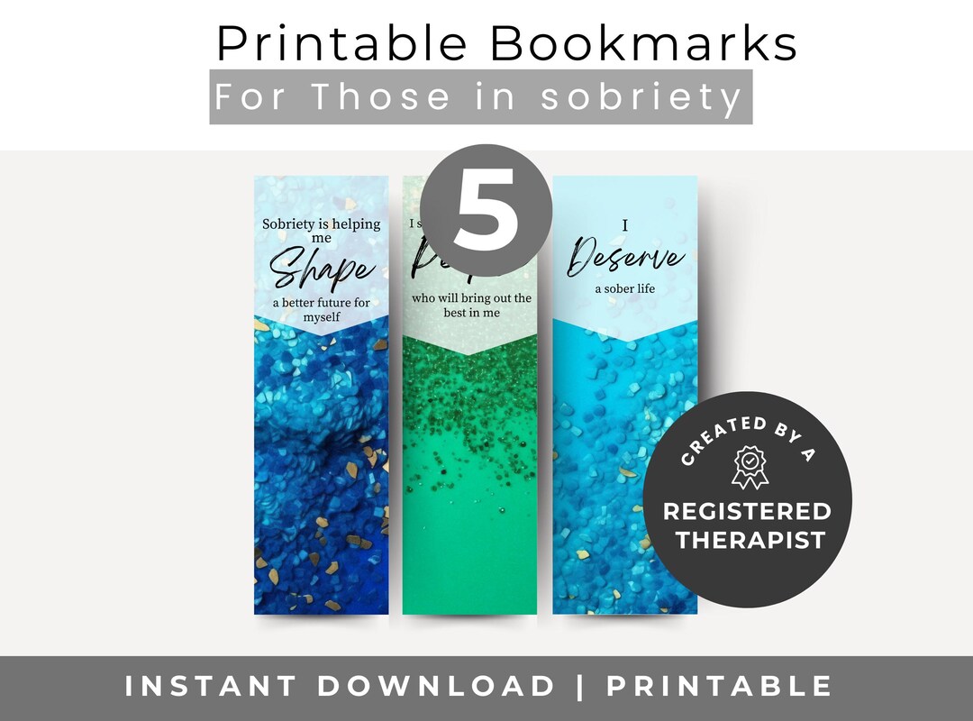 Sobriety Bookmarks With Positive Affirmations, Blue Recovery Gift for ...