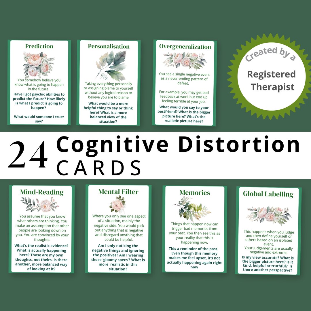 Cognitive Distortions Cards, Anxiety Management Strategies, Resources ...