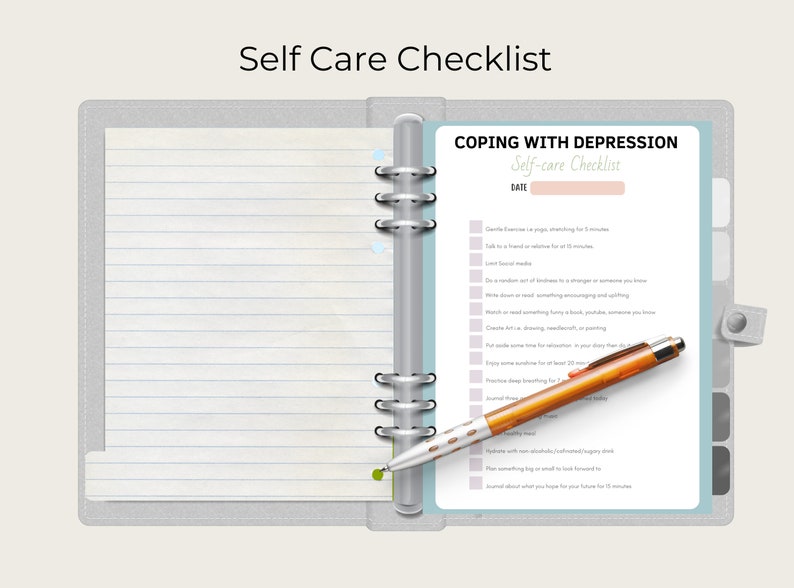 Depression Checklist Pdf, Self-care Check List, Low Mood Coping Skills ...