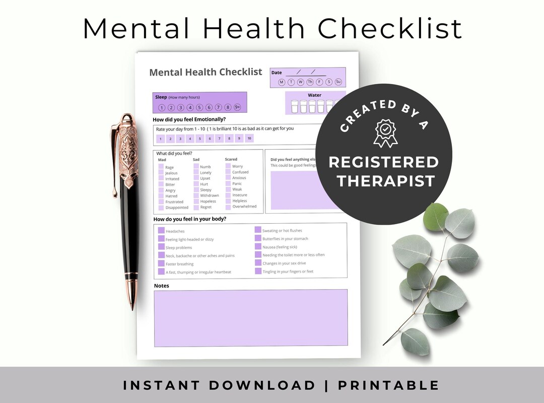 Mental Health Checklist for Adults, Mental Health and Disorders ...