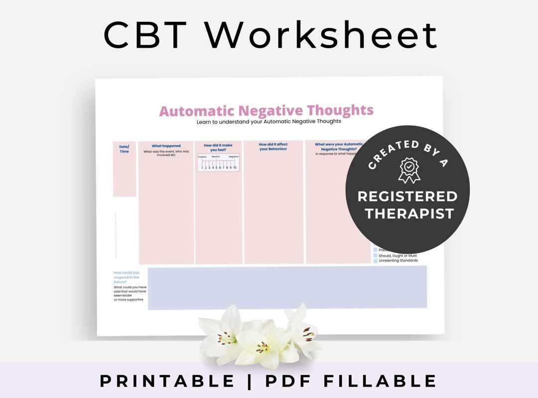 Cbt Worksheets for Adults, Automatic Negative Thought Worksheet ...
