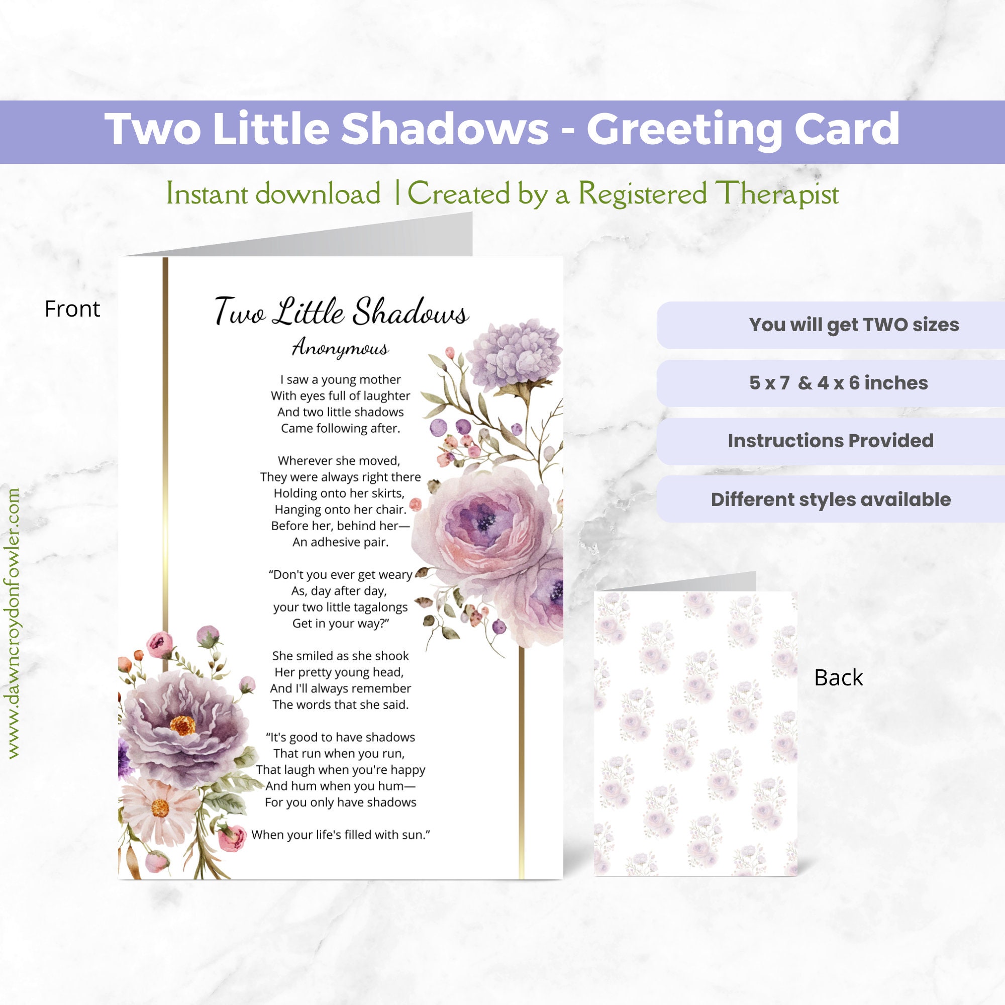 Two Little Shadows Poem Printable Greeting Card Poem for My - Etsy
