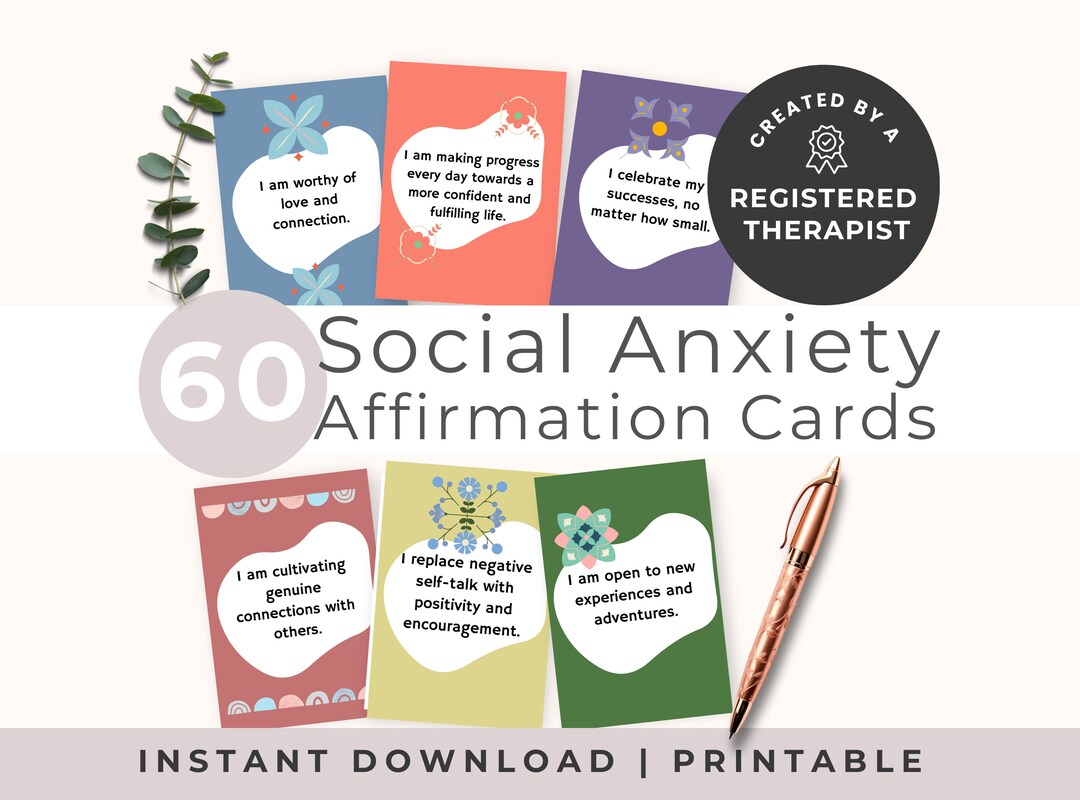 Anxiety Coping Statements, Affirmations for Social Anxiety, Colourful ...