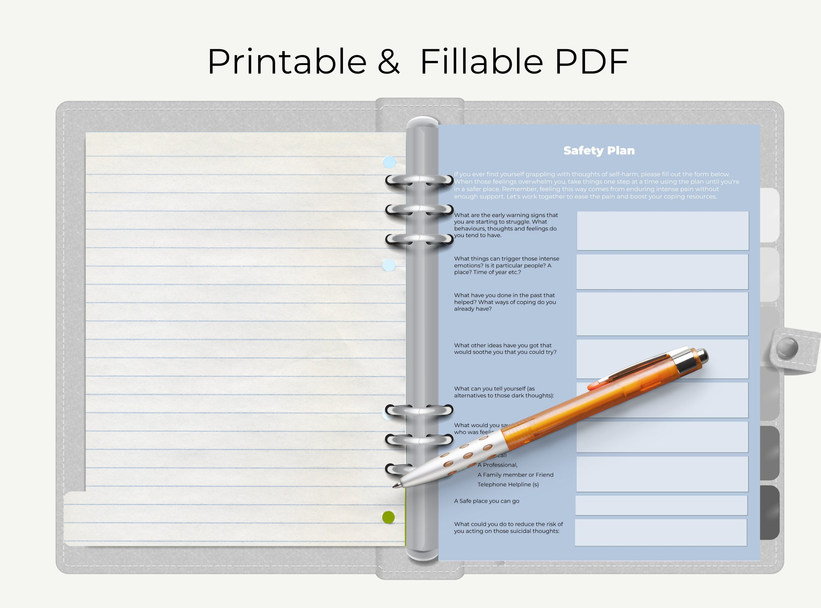 Crisis Safety Plan Sheets, Suicide Prevention Kit, Mental Health ...