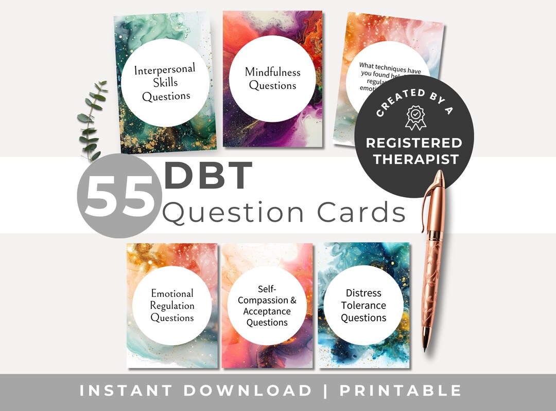 DBT Flash Cards, Dialectical Behaviour Therapy Journal Prompts, Trauma ...