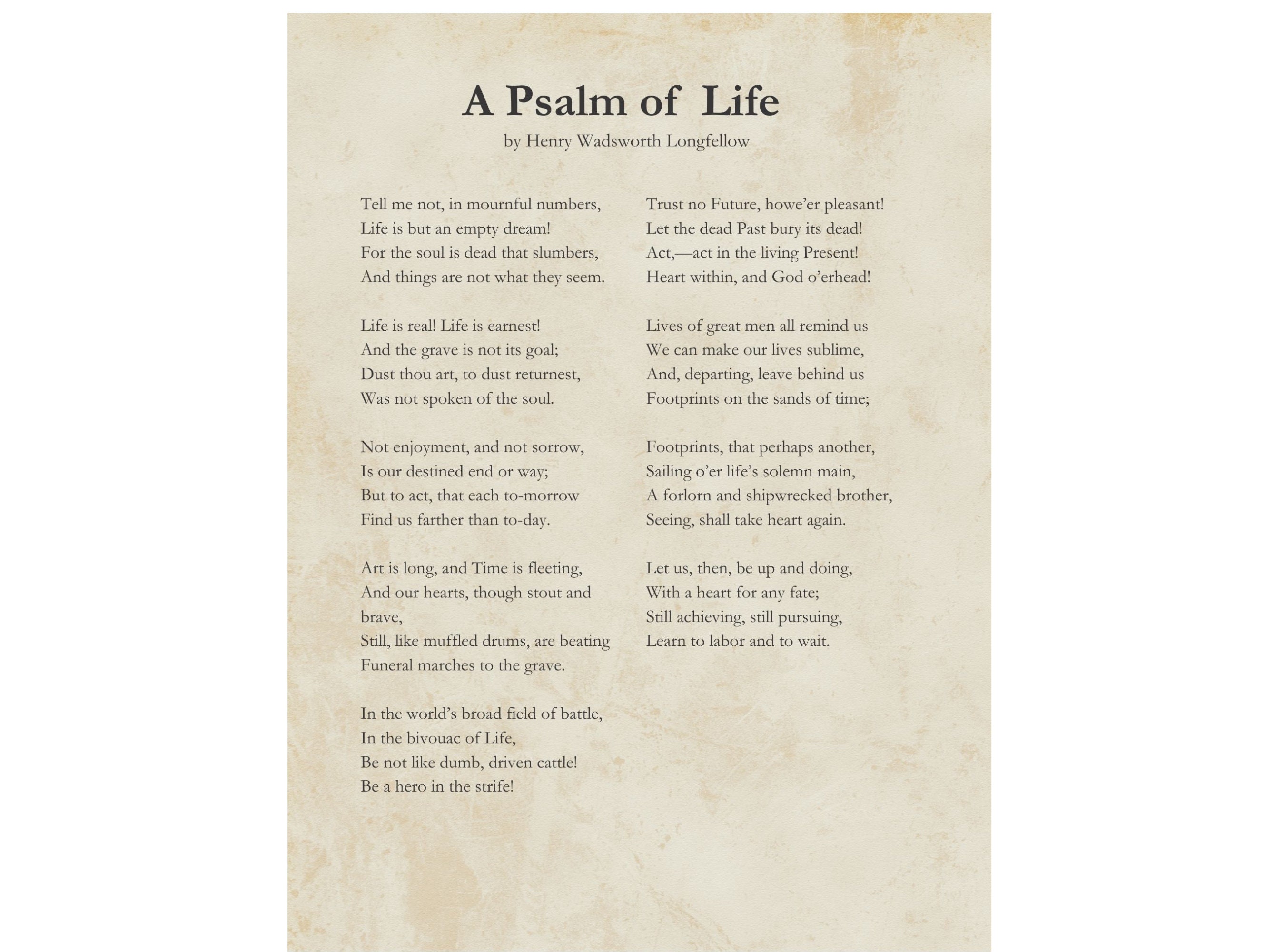 A Psalm of Life, Henry Wadsworth Longfellow, Poem About Life, Printable ...