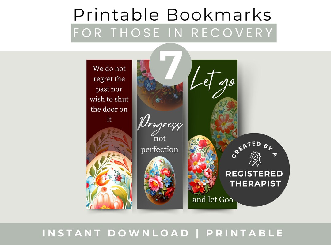 Unique Sobriety Recovery Bookmarks, Motivational Quotes, 7 Pngs / Pdf ...