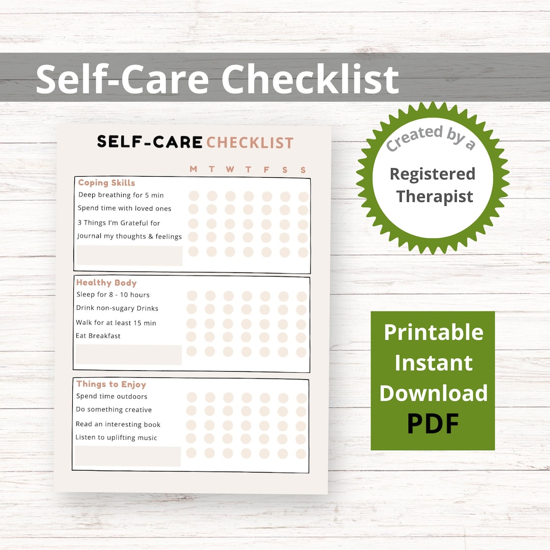 Lista de verificación de autocuidado de salud mental Pdf - Etsy México