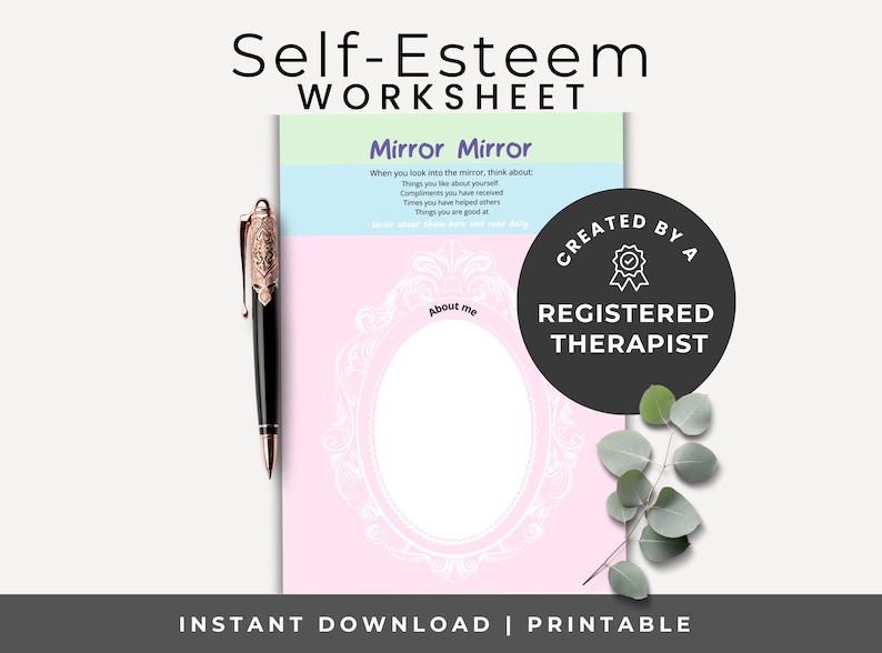 Self Esteem Activities for Teens, Pastel Mirror Mirror Worksheet ...